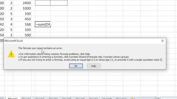 FIXED: The Formula You Typed Contains an Error Excel Problem