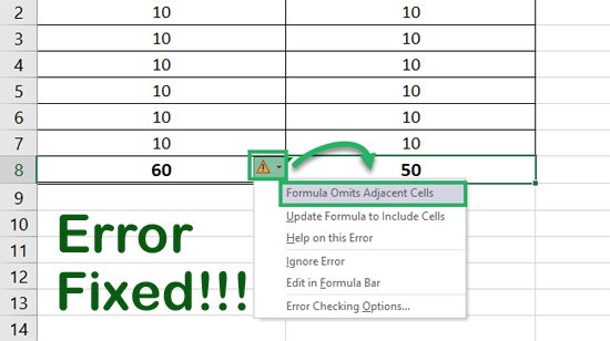 Don’t Miss Out: Learn to Fix “Formula Omits Adjacent Cells Error” in Excel!